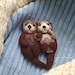 Sea Otters Holding Hands Felted Brooch Felt Animal Needle Felting ...