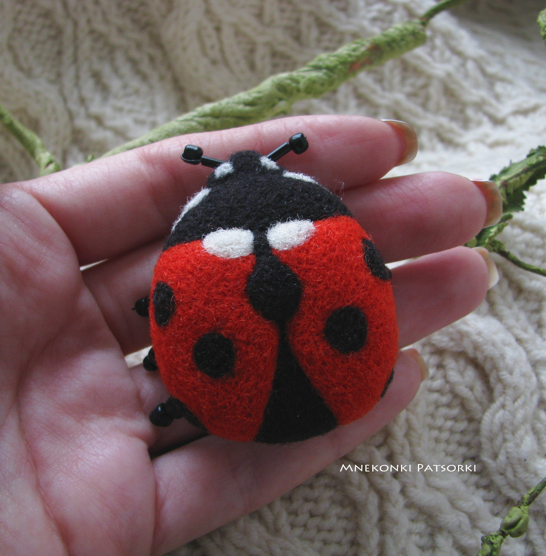 Ladybug Handmade Felt Brooch Made to Order Needle Felting Ladybug Wool ...