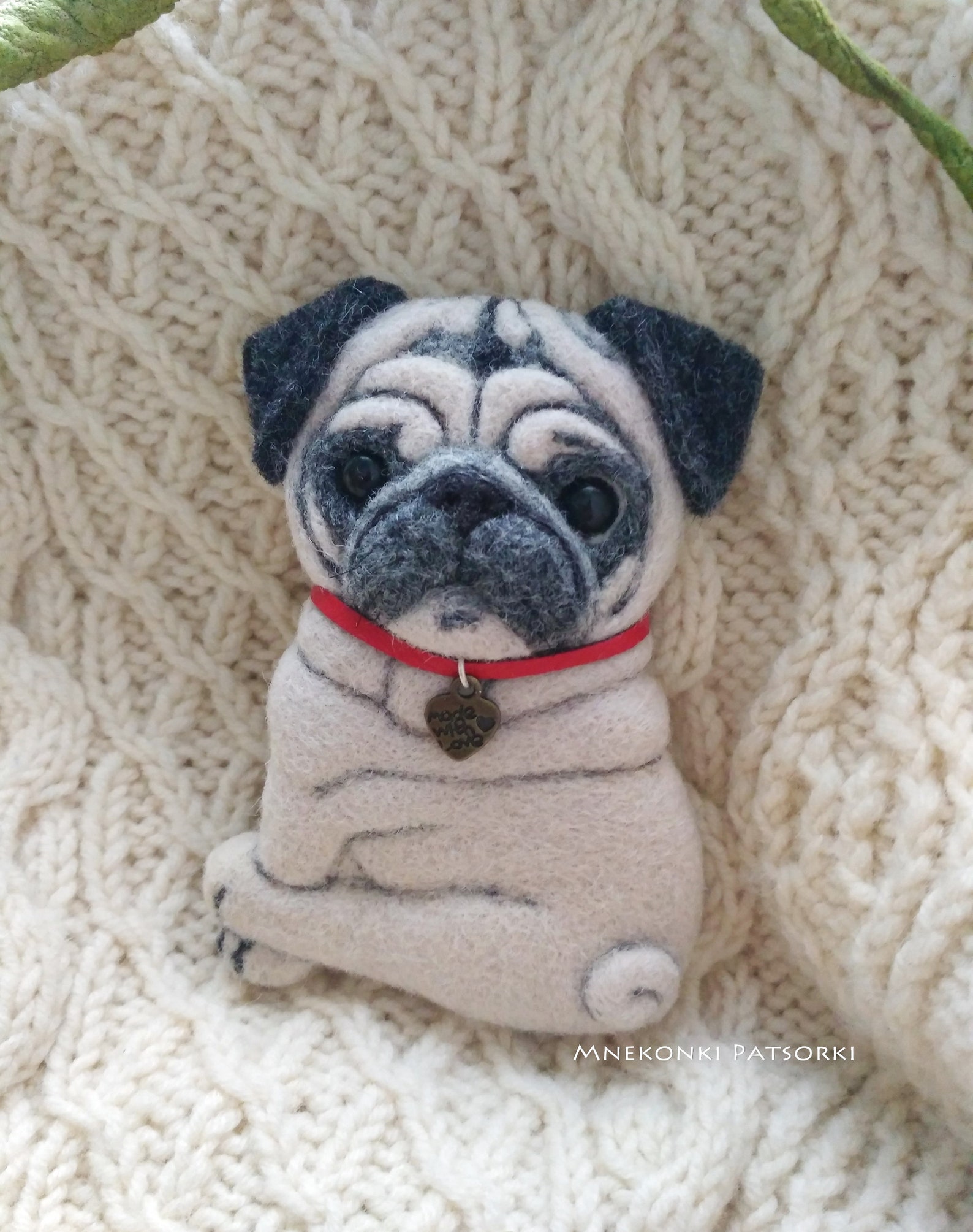 Pug Handmade Felt Brooch Made to Order Pug Needle Felting Dog | Etsy