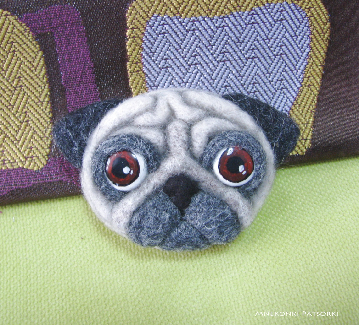 Pug Handmade Felt Brooch Pug Needle Felting Dog Wool Jewelry | Etsy