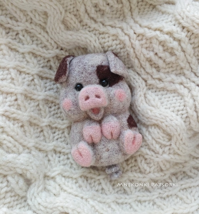 Pig Needle Felted Brooch Pink Piggy Needle Felting Brooch Wool Felt ...