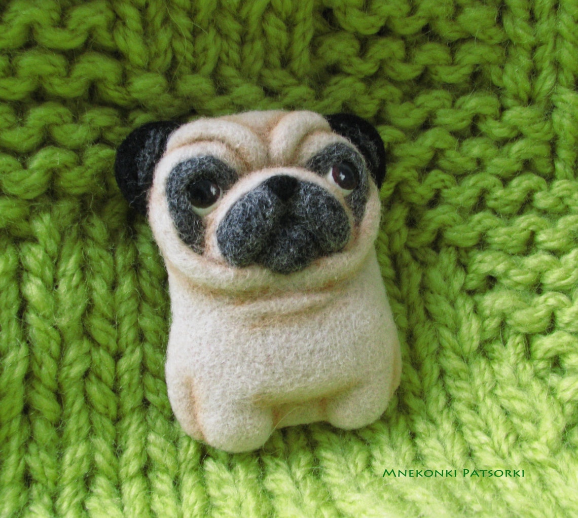 Pug Handmade Felt Brooch Made to Order Pug Needle Felting Dog - Etsy Canada
