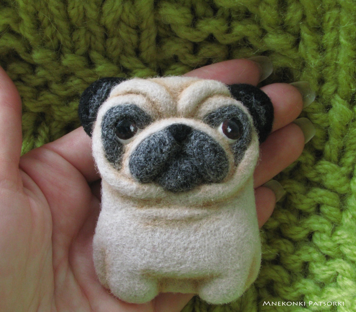 Pug Handmade Felt Brooch Made to Order Pug Needle Felting Dog - Etsy Canada