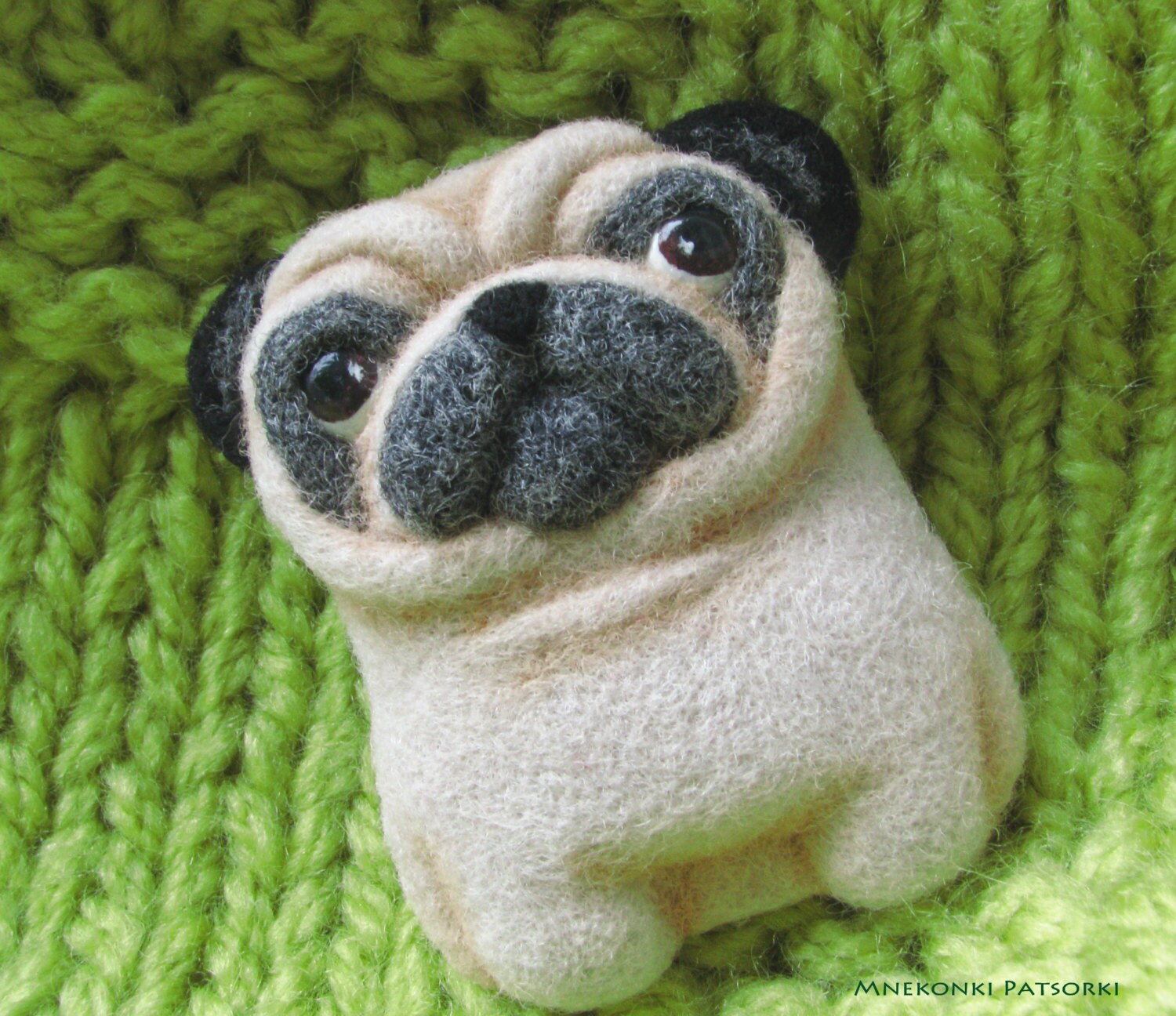 Pug Handmade Felt Brooch Made to Order Pug Needle Felting Dog Wool ...