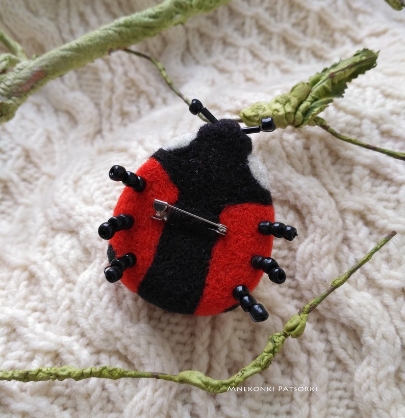 Ladybug Handmade Felt Brooch Made to Order Needle Felting Ladybug Wool ...