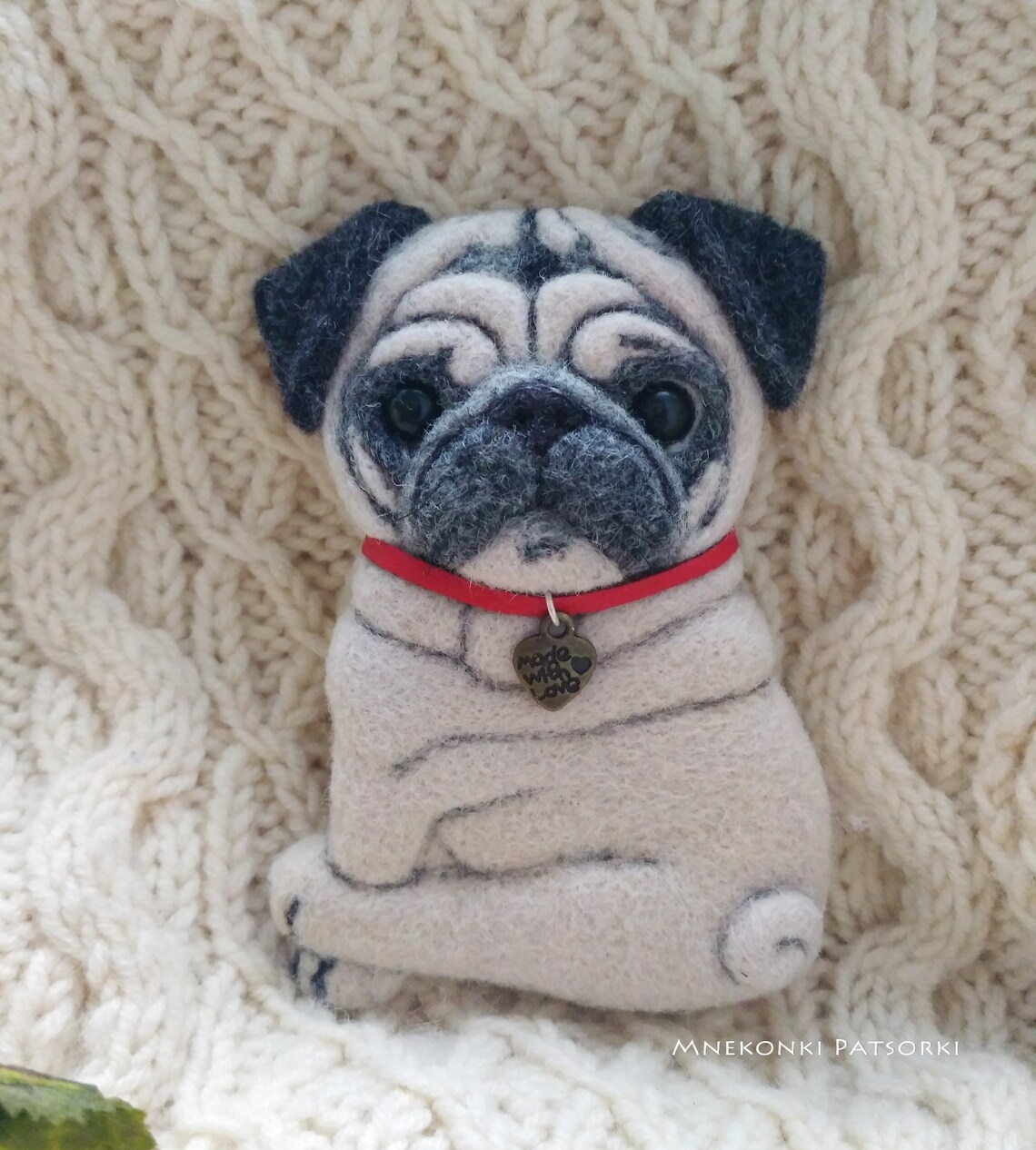 Pug Handmade Felt Brooch Made to Order Pug Needle Felting Dog | Etsy