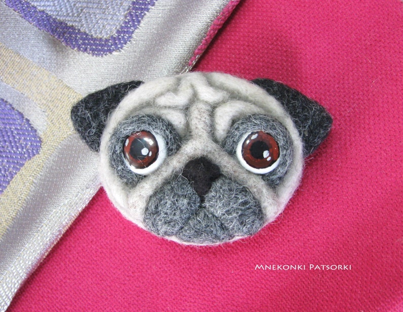 Pug Handmade Felt Brooch Pug Needle Felting Dog Wool Jewelry | Etsy