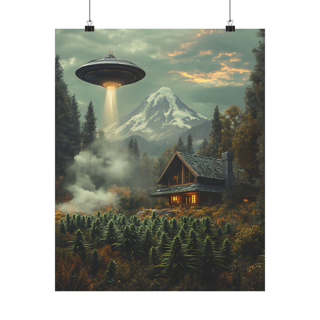 Alien Cannabis Visitation Matte Vertical Poster - Etsy