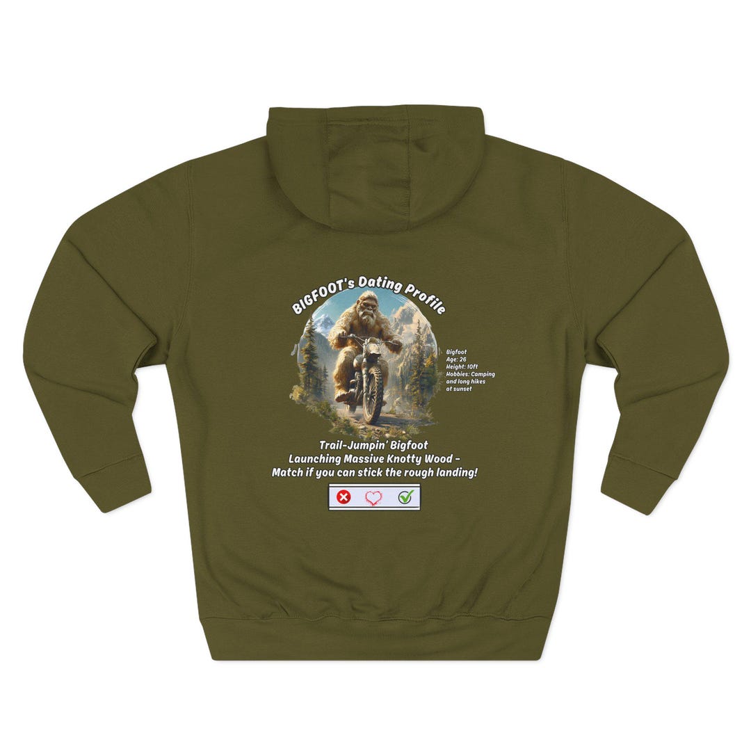 Bigfoot Dating Profile Knotty Wood Hoodie, Bigfoot Gifts, Bigfoot Merch ...