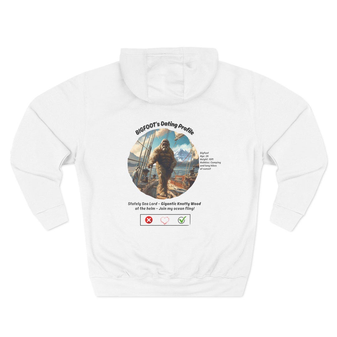 Bigfoot's Dating Profile Knotty Wood Three-panel Fleece Hoodie ...