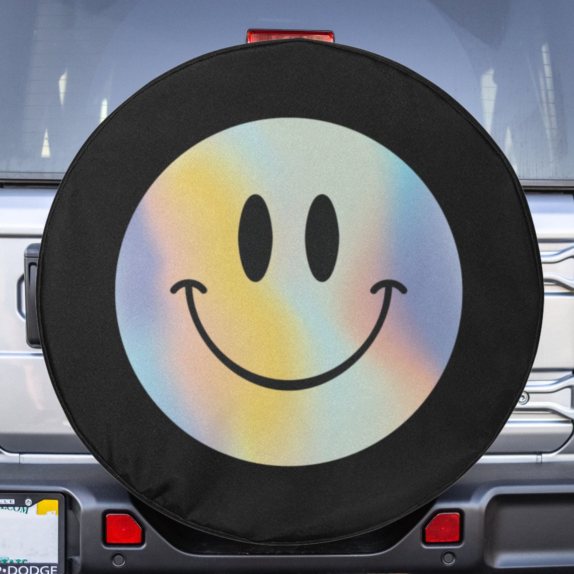 Rainbow Metallic Smiley Face Spare Jeep Tire Cover Backup Etsy