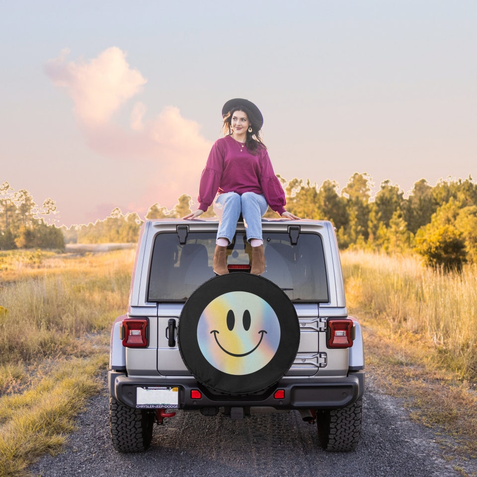 Rainbow Metallic Smiley Face - Spare Tire Cover sold by Manish Patel pe ...