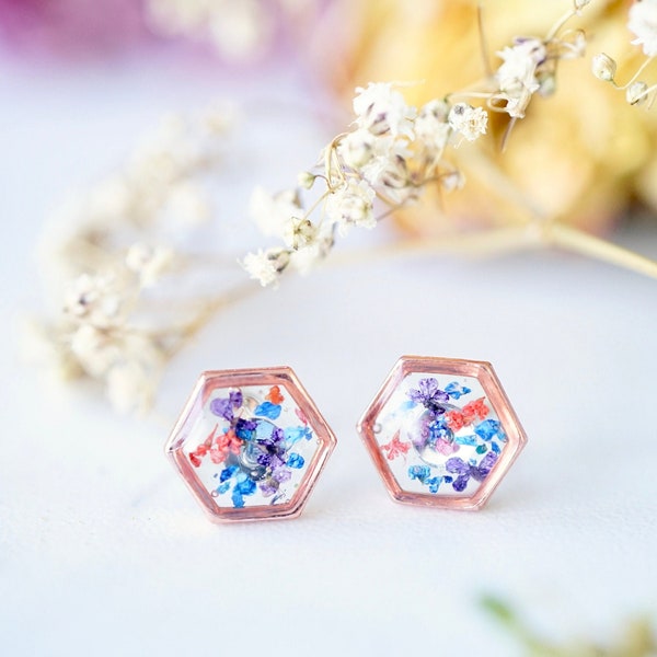 Resin Stud Earrings - Etsy