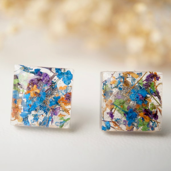 Resin Stud Earrings - Etsy