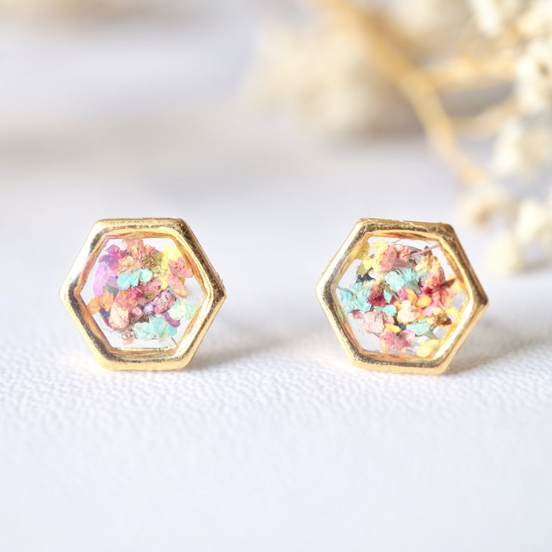 Resin Stud Earrings - Etsy
