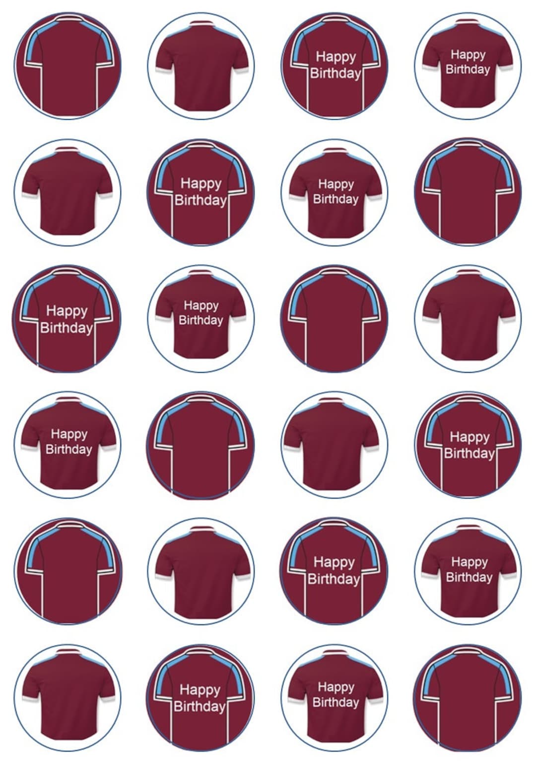 West Ham Football Colours Edible Cupcake Toppers - Pack of 24 - Etsy UK