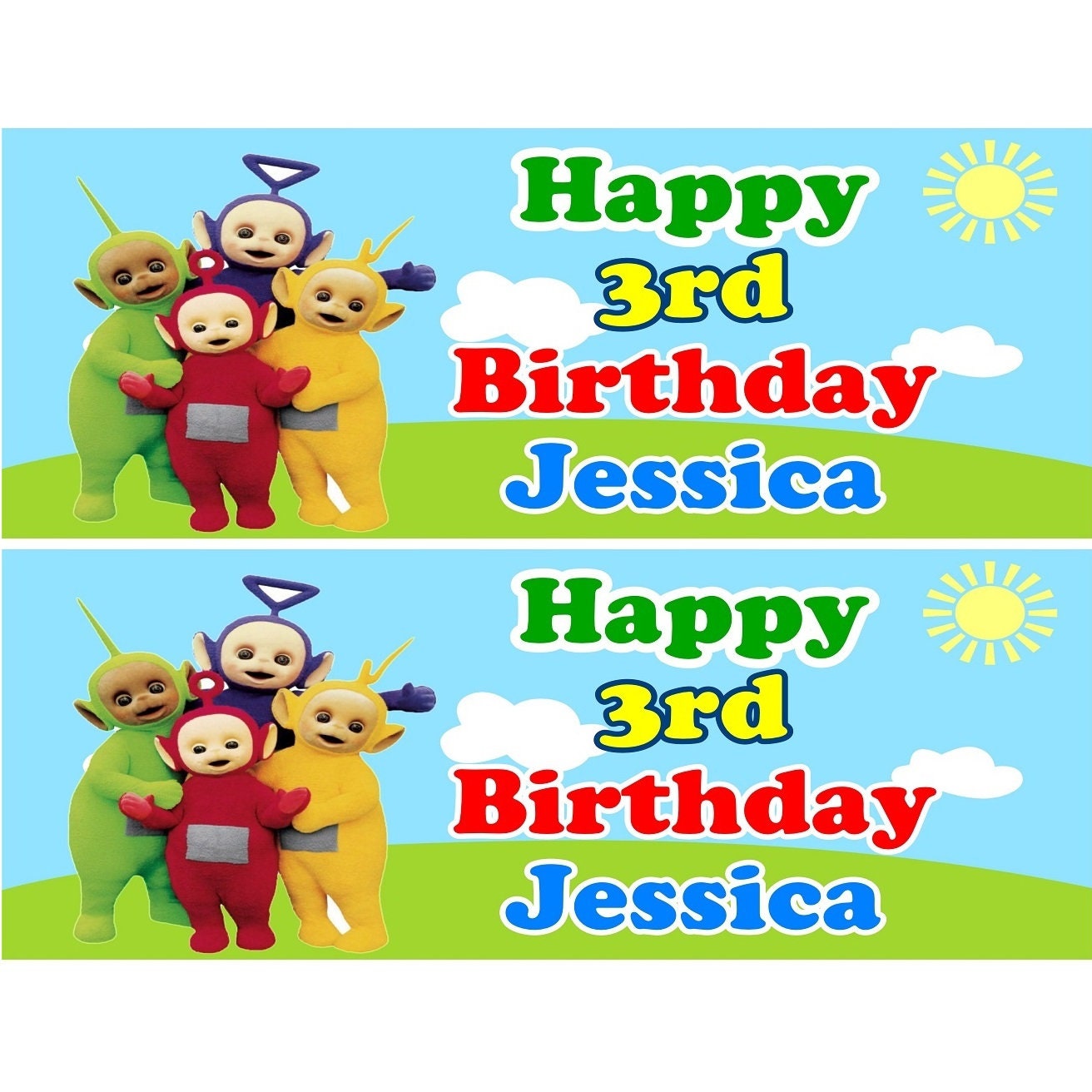 Pack of 2 Large Personalised Teletubbies Birthday Banner Perfect for ...