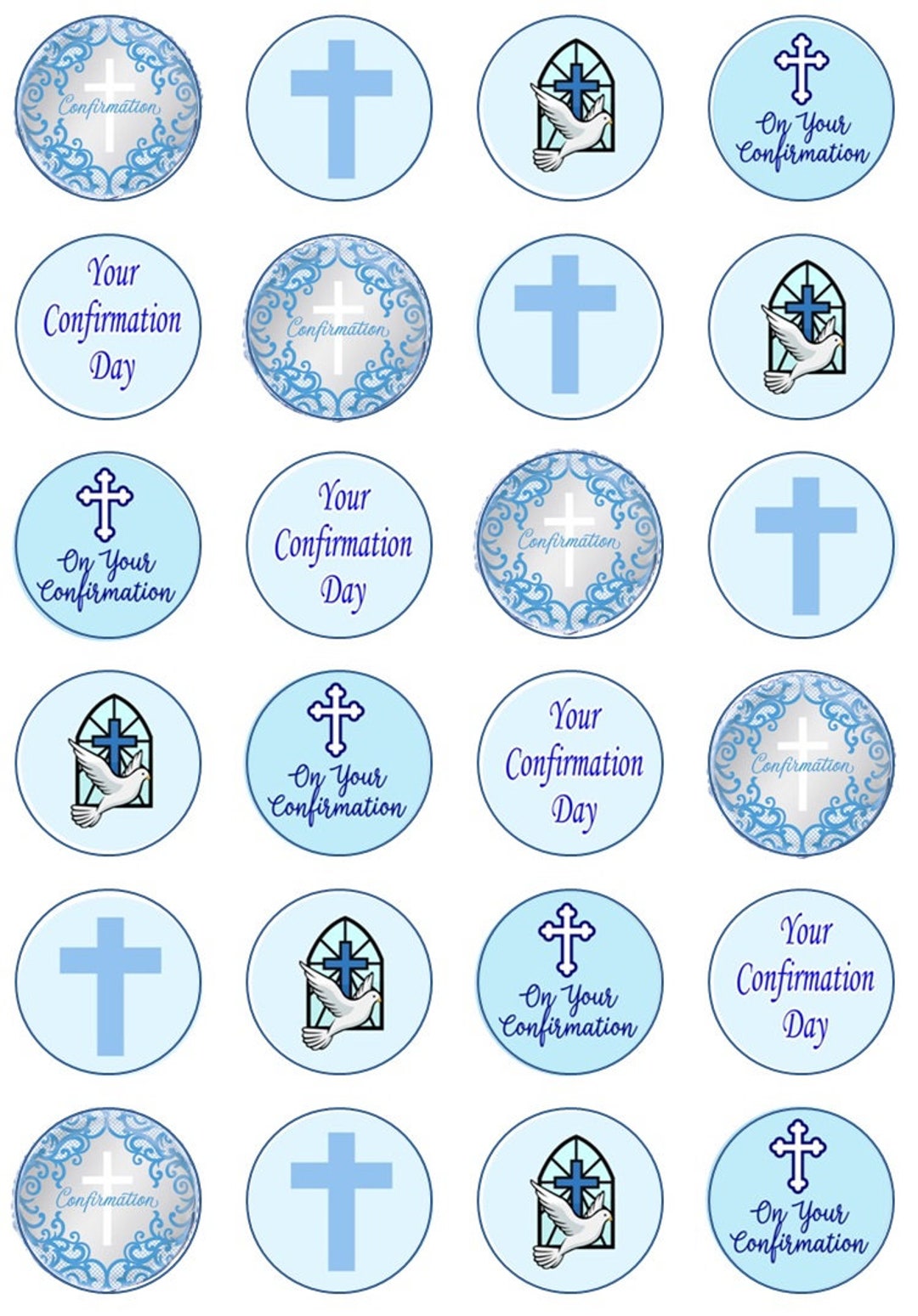 Blue Confirmation Edible Cupcake Toppers - Pack of 24 - Etsy