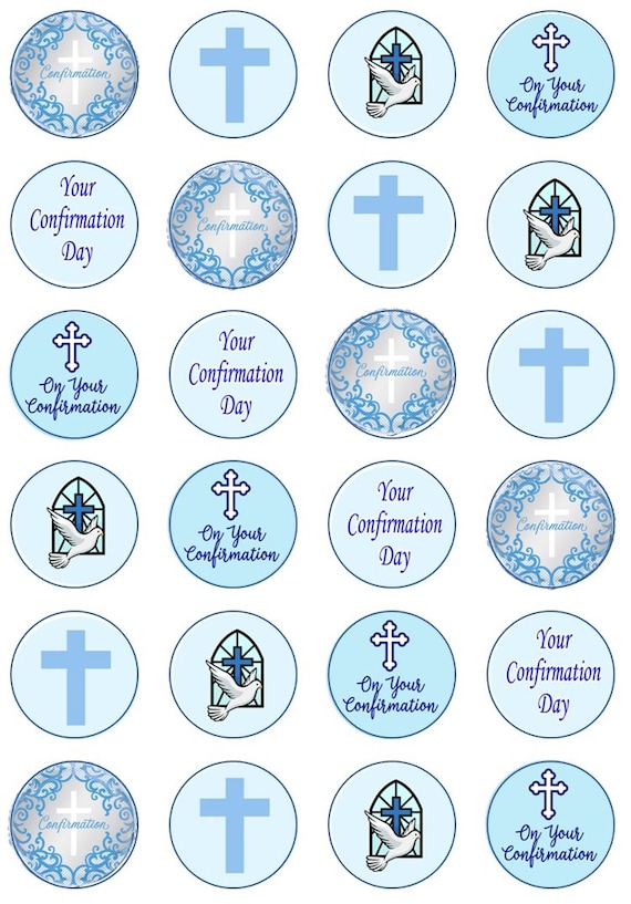 Blue Confirmation Edible Cupcake Toppers Pack of 24 - Etsy