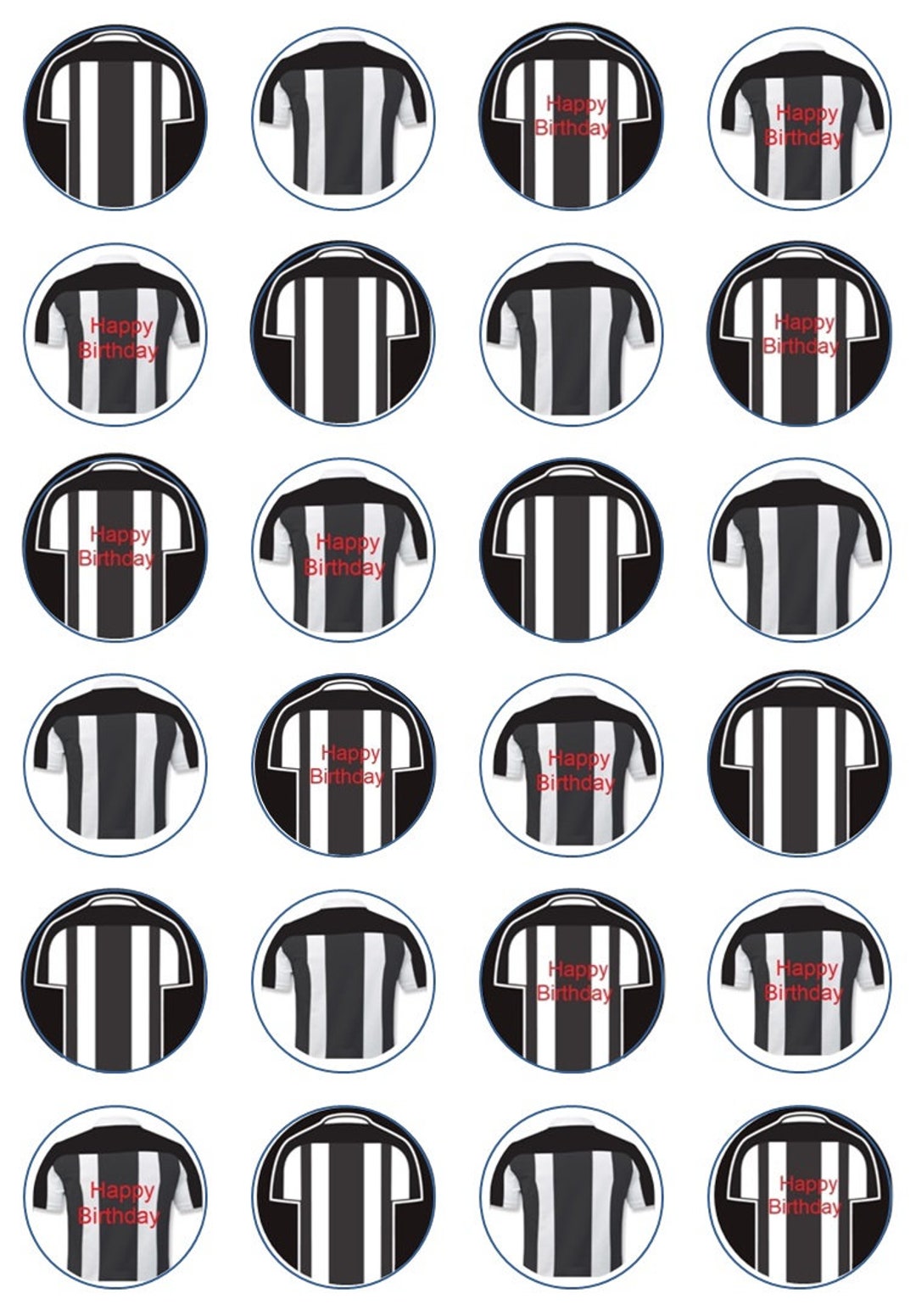 Newcastle United Football Colours Edible Cupcake Toppers - Pack of 24 ...