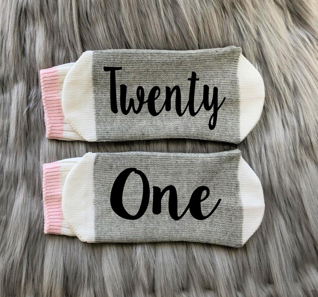 21st Birthday Socks-twenty One-21st Birthday-birthday Socks-21st ...