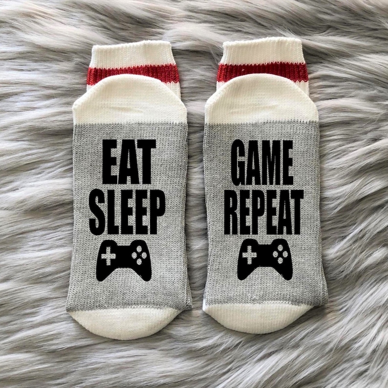 Eat Sleep Game Repeat Socks-gaming Gifts-video Game-video Game Gifts ...