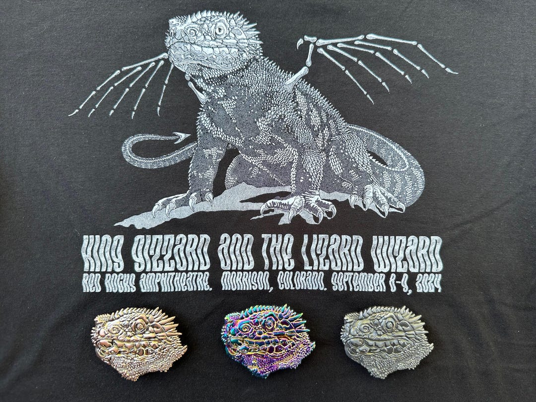 King Gizzard and the Lizard Wizard Red Rocks 2024 Shirt and Pin Pack - Etsy