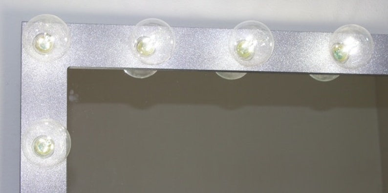 Silver Glitter Vanity Mirror With Lights 40 X 28 Made in the - Etsy