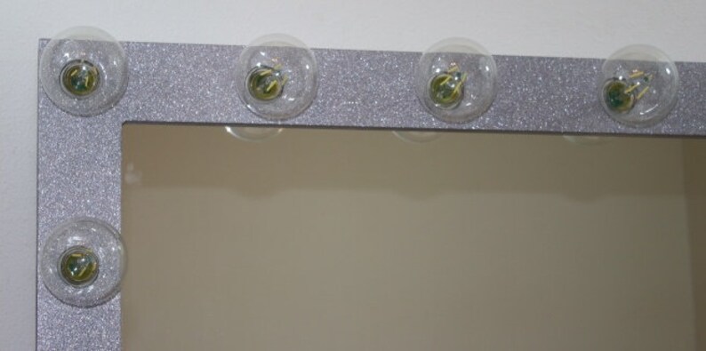 Silver Glitter Vanity Mirror With Lights 40 X 28 Made in the - Etsy