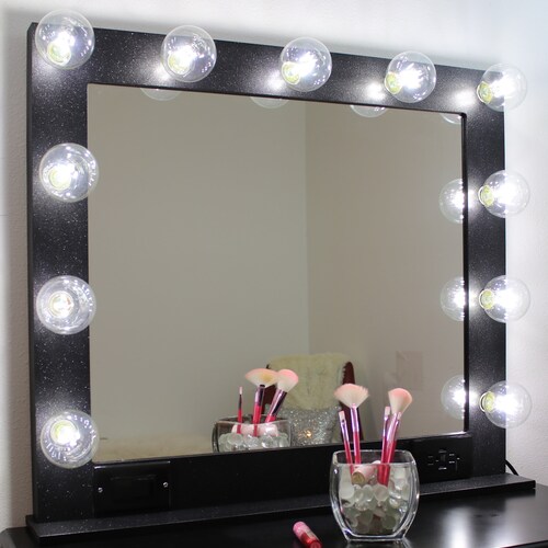 Rose Gold Glitter Vanity Mirror With Lights 40 X 28 Made in - Etsy