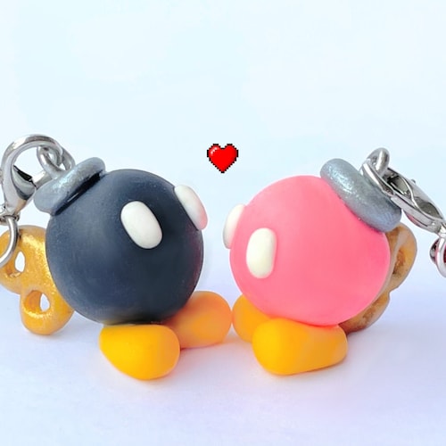 Bob-omb Battlefield Charm Black or Pink Keychain Super - Etsy
