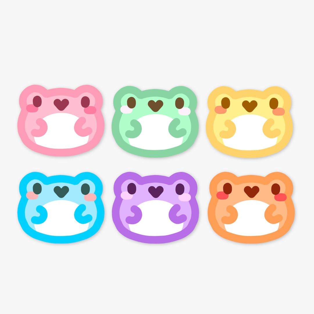 Rainbow Frog Sticker Sheet: Pastel Vinyl Decals - Etsy