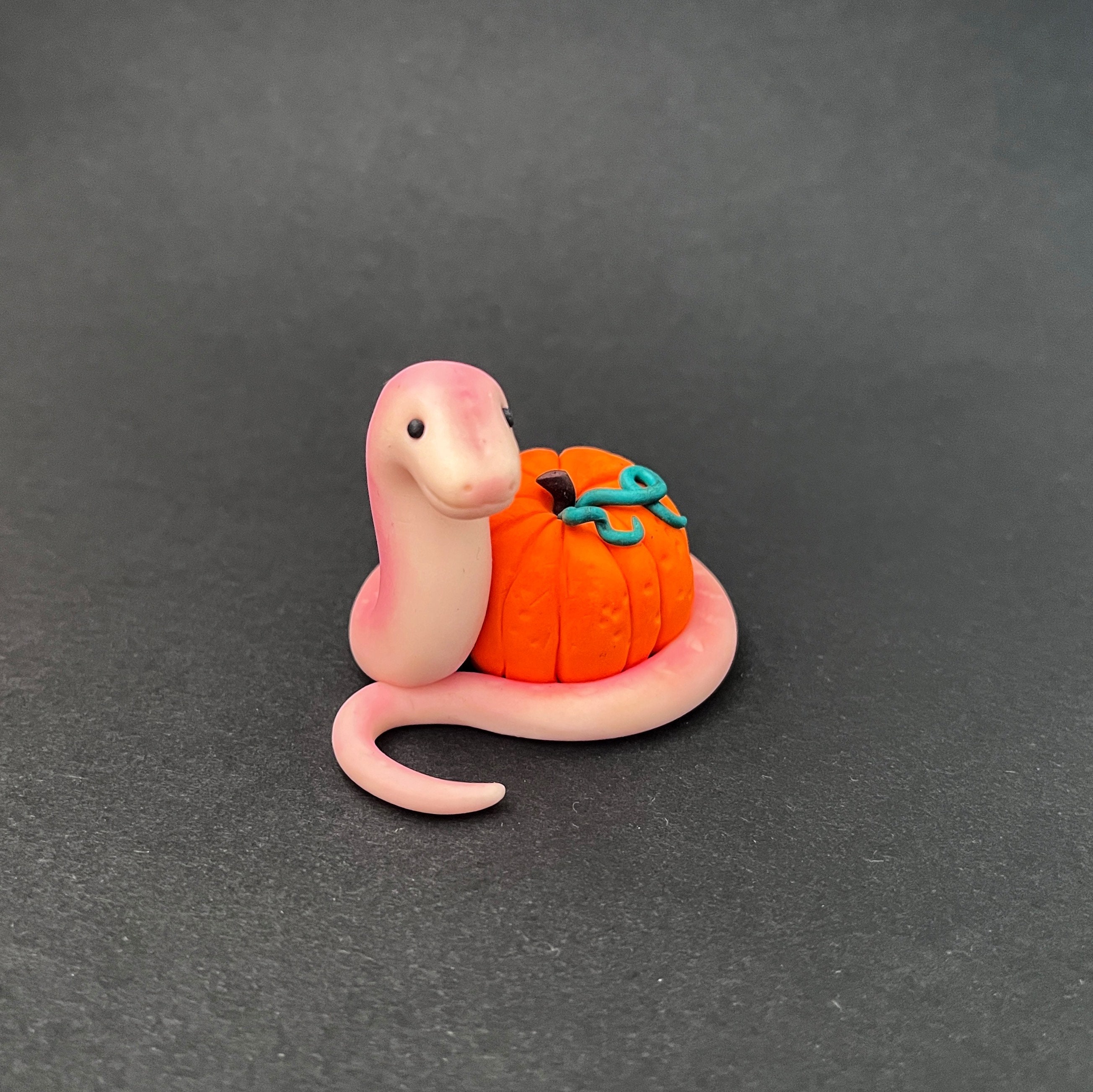 Cute Snake Figurine With Pumpkin Autumn / Fall Cottagecore Decor Soft ...