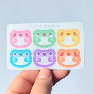 Rainbow Frog Sticker Sheet: Pastel Vinyl Decals - Etsy