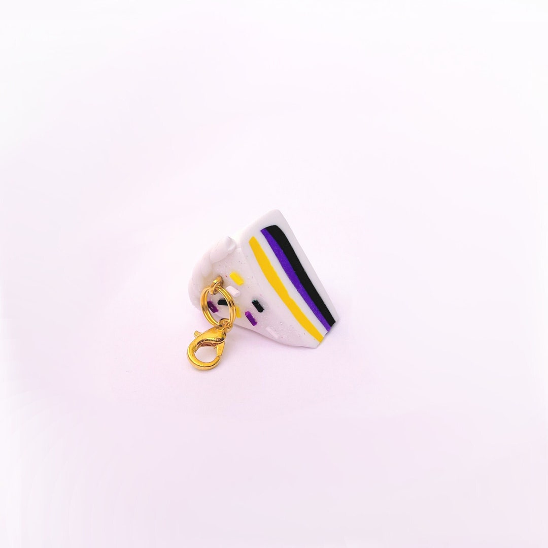 Non Binary Pride Cake Charm / Keychain - Stitch Marker - Non Binary ...