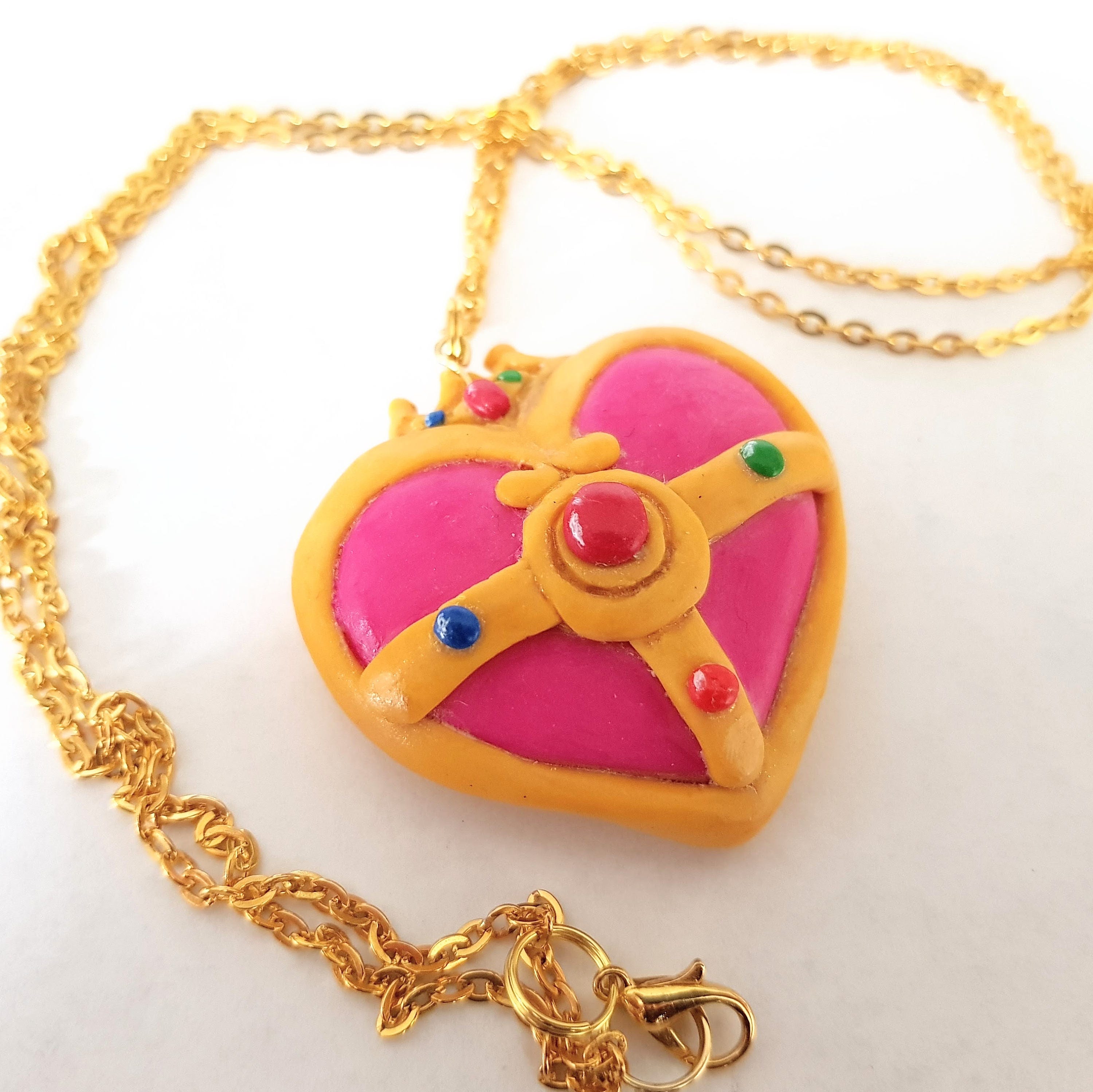 Sailor Moon Necklace Cosmic Moon Heart Compact Long Chain - Etsy