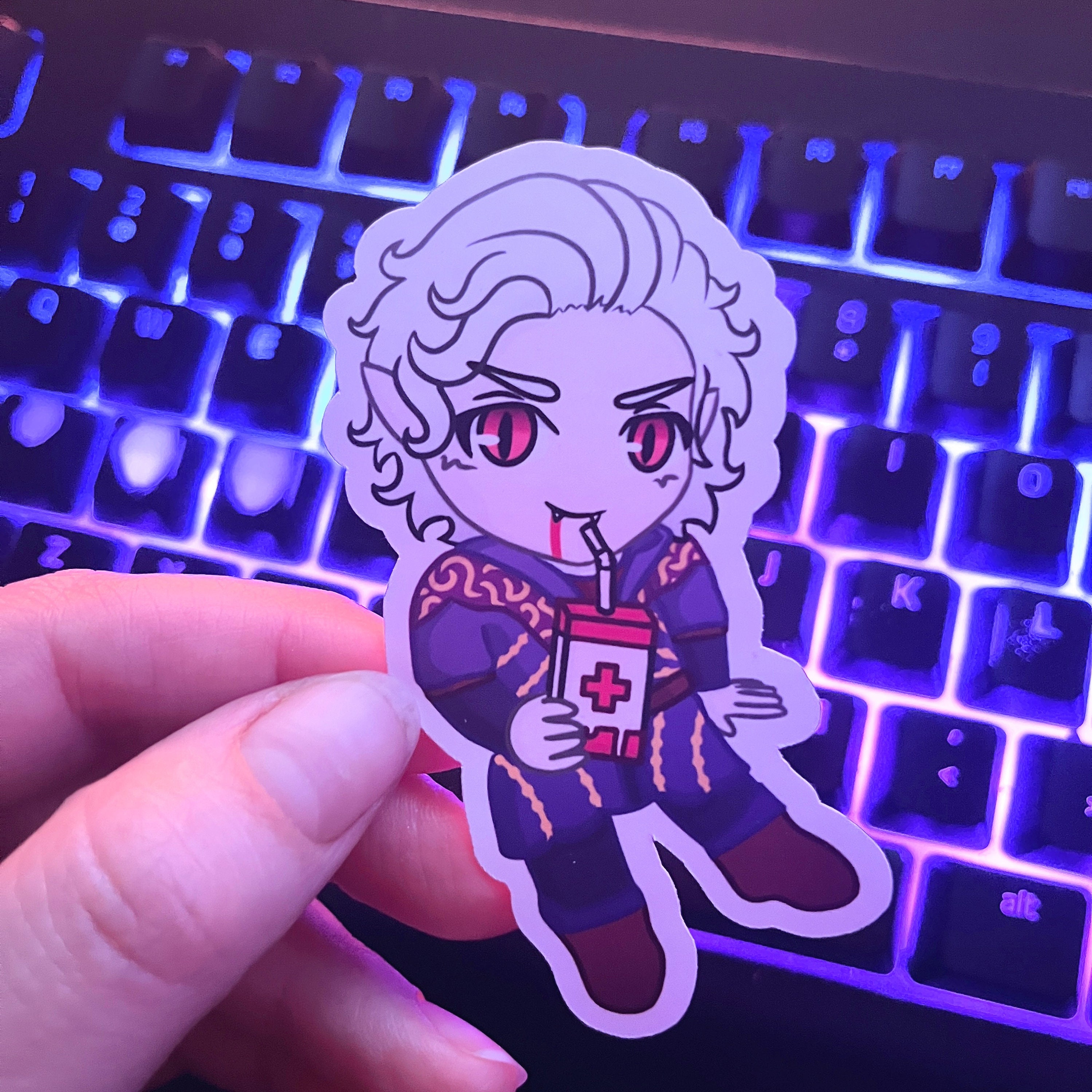 Baldur's Gate 3 Cute Astarion Sticker Chibi Astarion Drinking Blood - Etsy