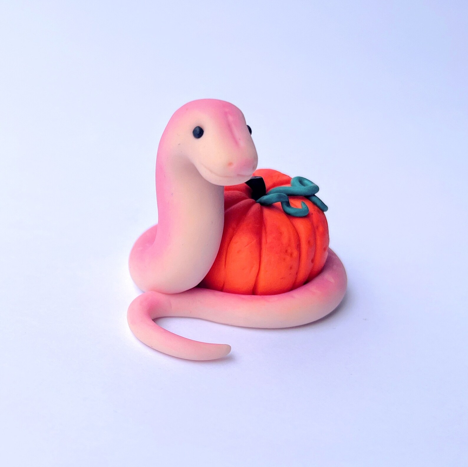 Cute Snake Figurine With Pumpkin Autumn / Fall Cottagecore Decor Soft ...