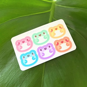 Rainbow Frog Sticker Sheet: Pastel Vinyl Decals - Etsy