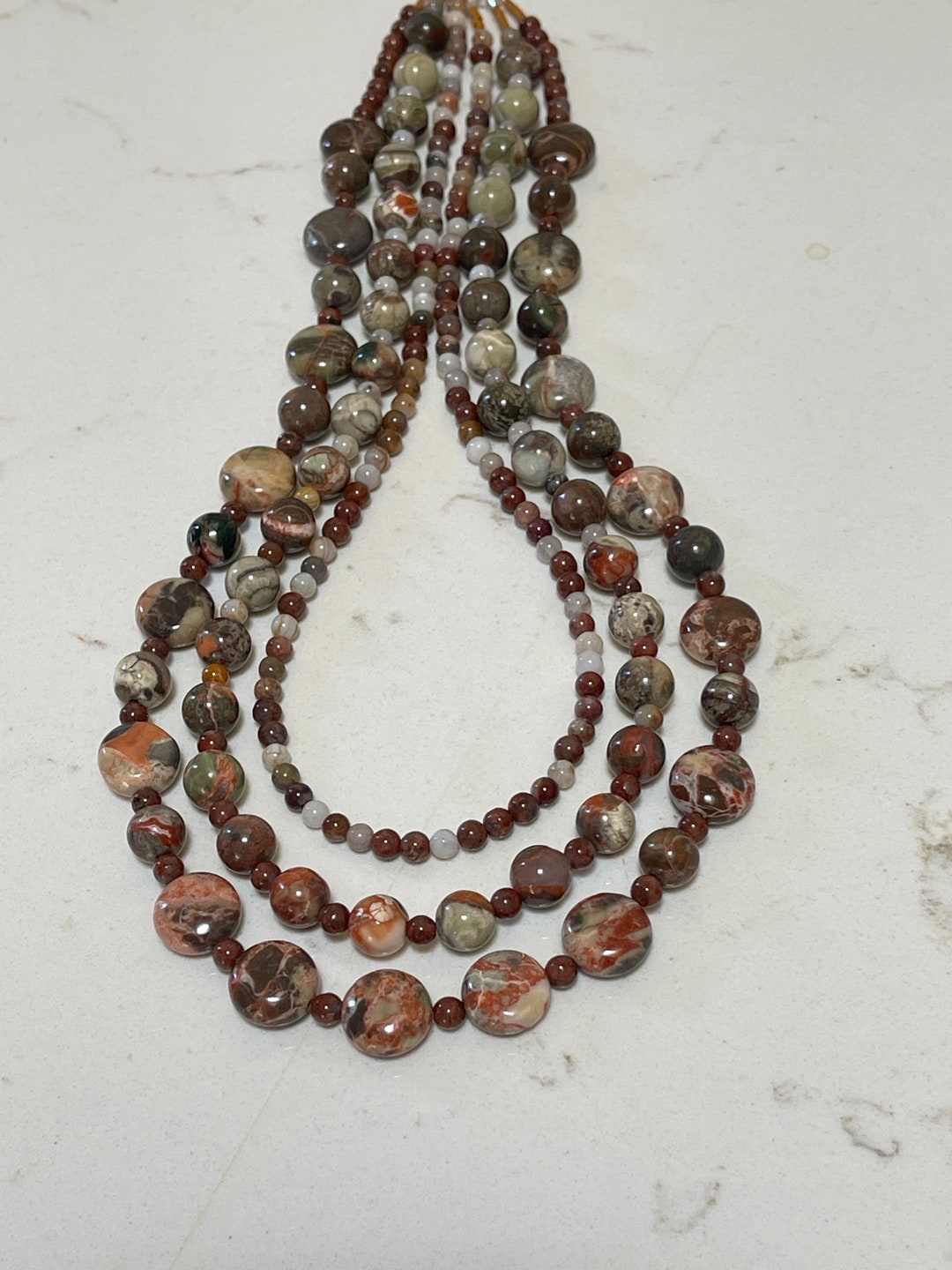 Bamboo Agate, Dream Jasper, Red Picture Jasper and a Silver Filled ...