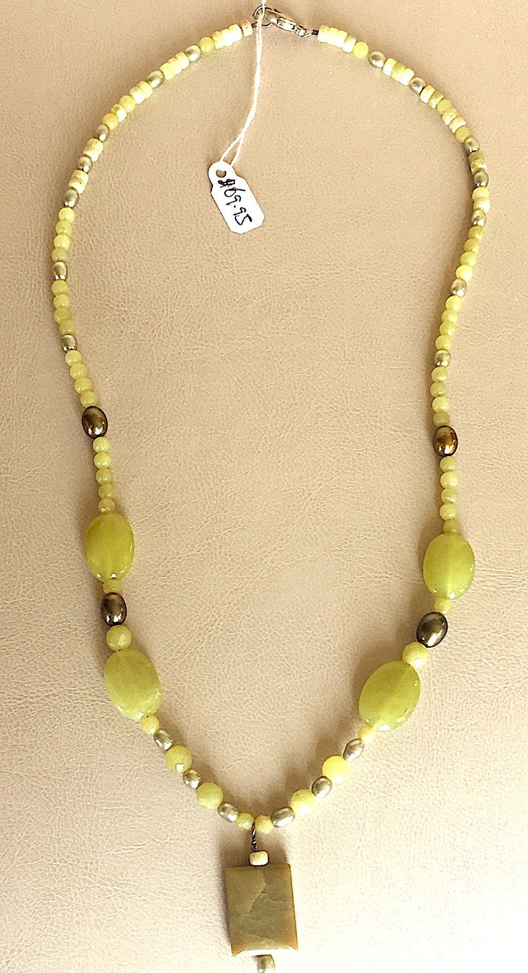 New Jade, Green Pearls and Jasper Single Strand Necklace; Greens ...
