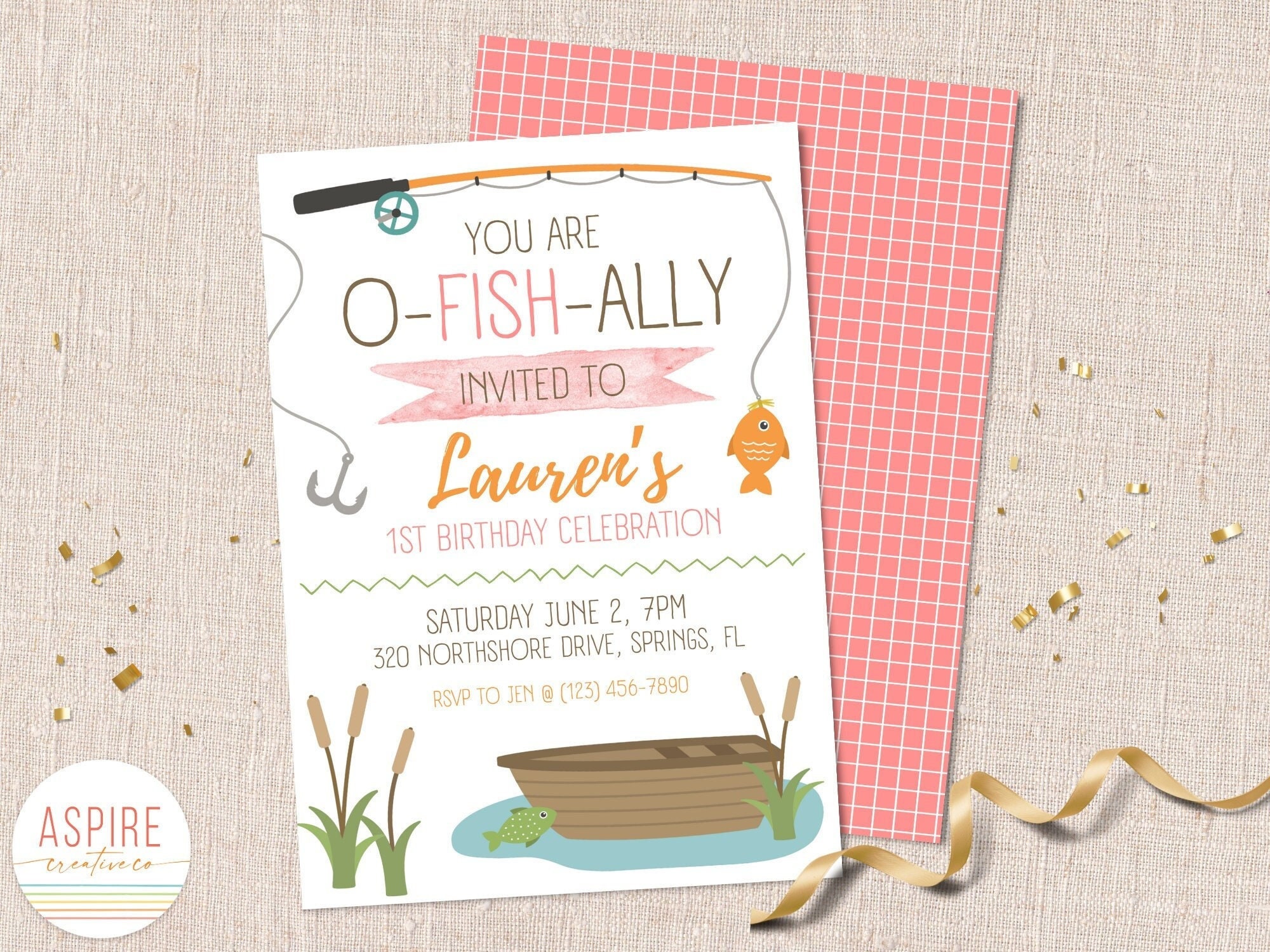 Fishing Invitation Instant Download / Fishing Party Invitation for Girl ...