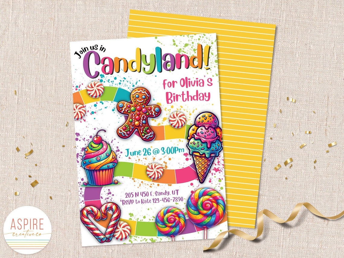 CANDYLAND Invitation, Candyland Party Invitation, Candyland Editable ...