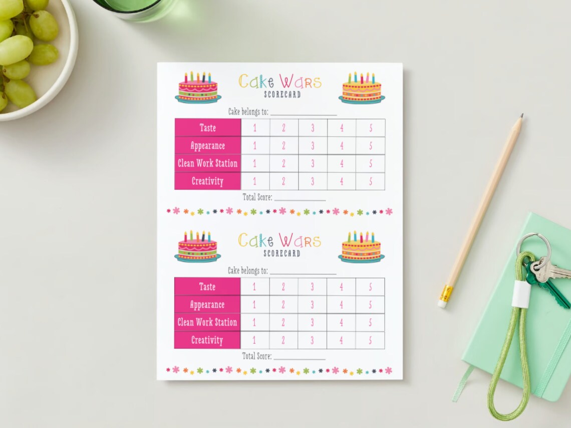 Cake Wars Party Scorecard, Judging Sheet, Cake Wars Birthday Party ...