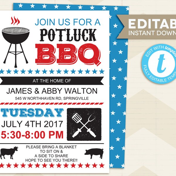 Potluck Invitation - Etsy
