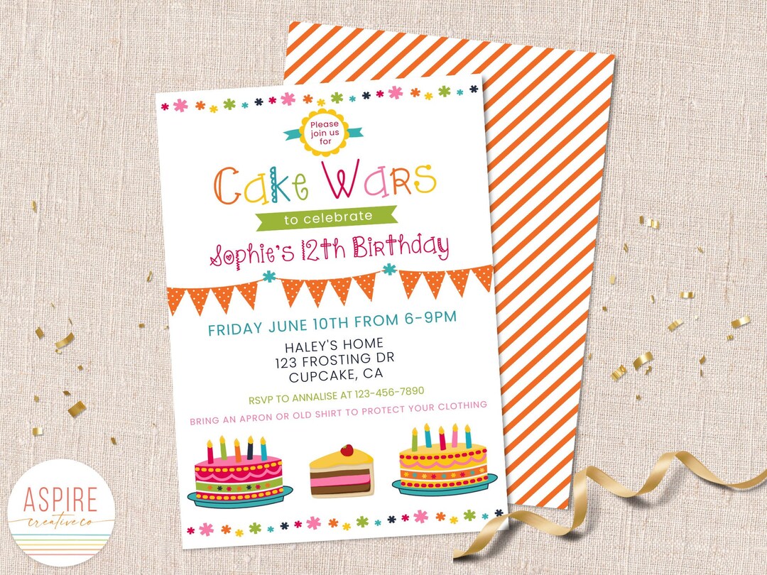 Cake Wars Invitation, Cake Wars Party, Baking Party, Birthday ...