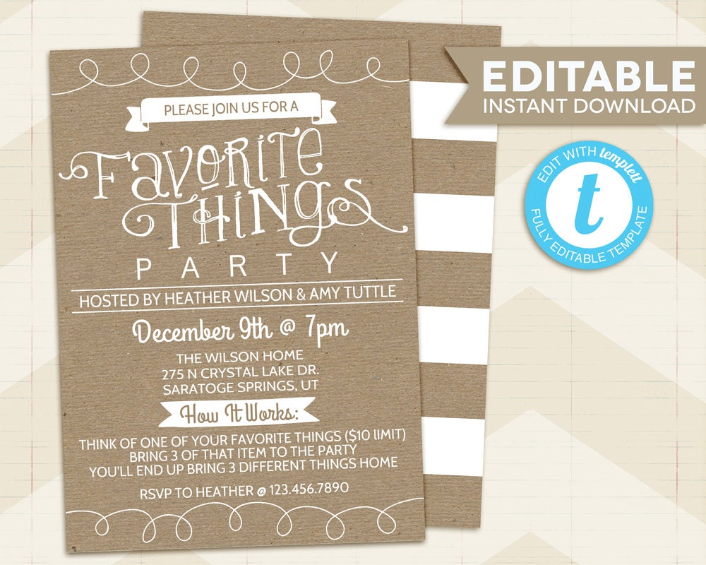 My Favorite Things Party Invitation Favorite Things | Etsy