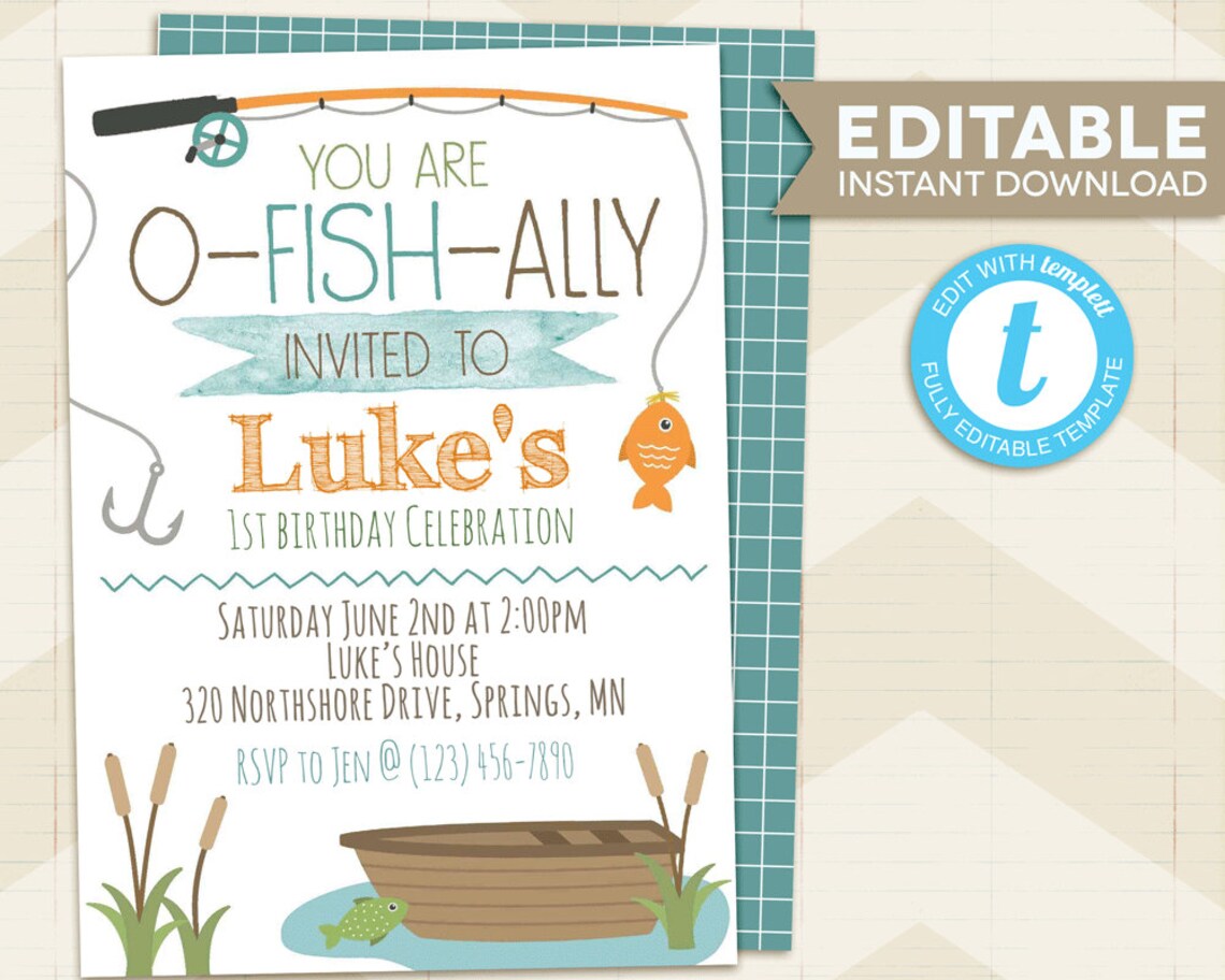 Fishing Invitation Instant Download / Fishing Party Invitation - Etsy
