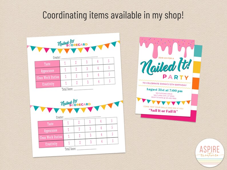 Nailed It Party Rules, Judging Sheet, Nailed It Birthday Party, Baking ...