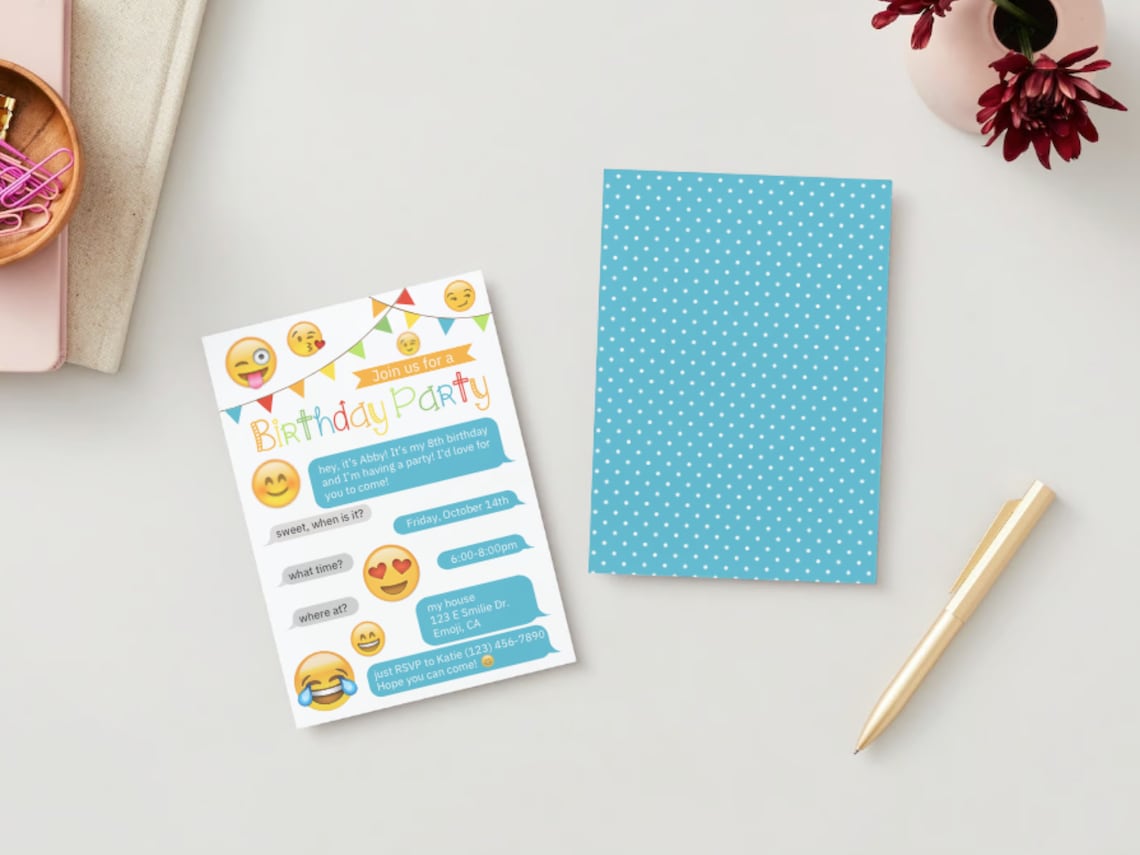 Emoji Birthday Invitation, Instant Download, Emoji Invitation, Emoji ...